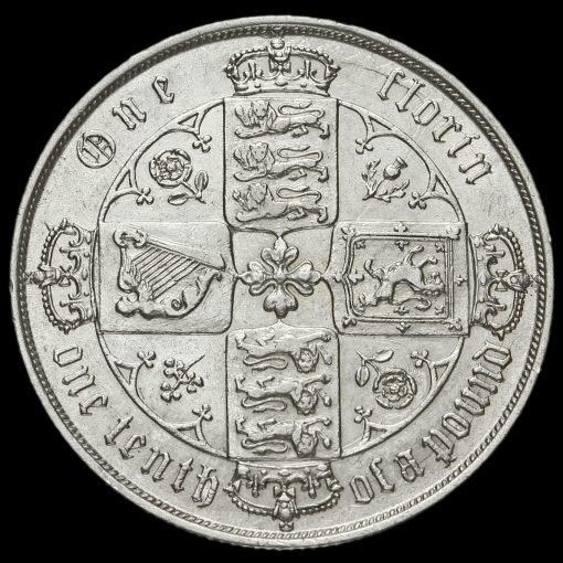 1874 Queen Victoria Gothic Florin