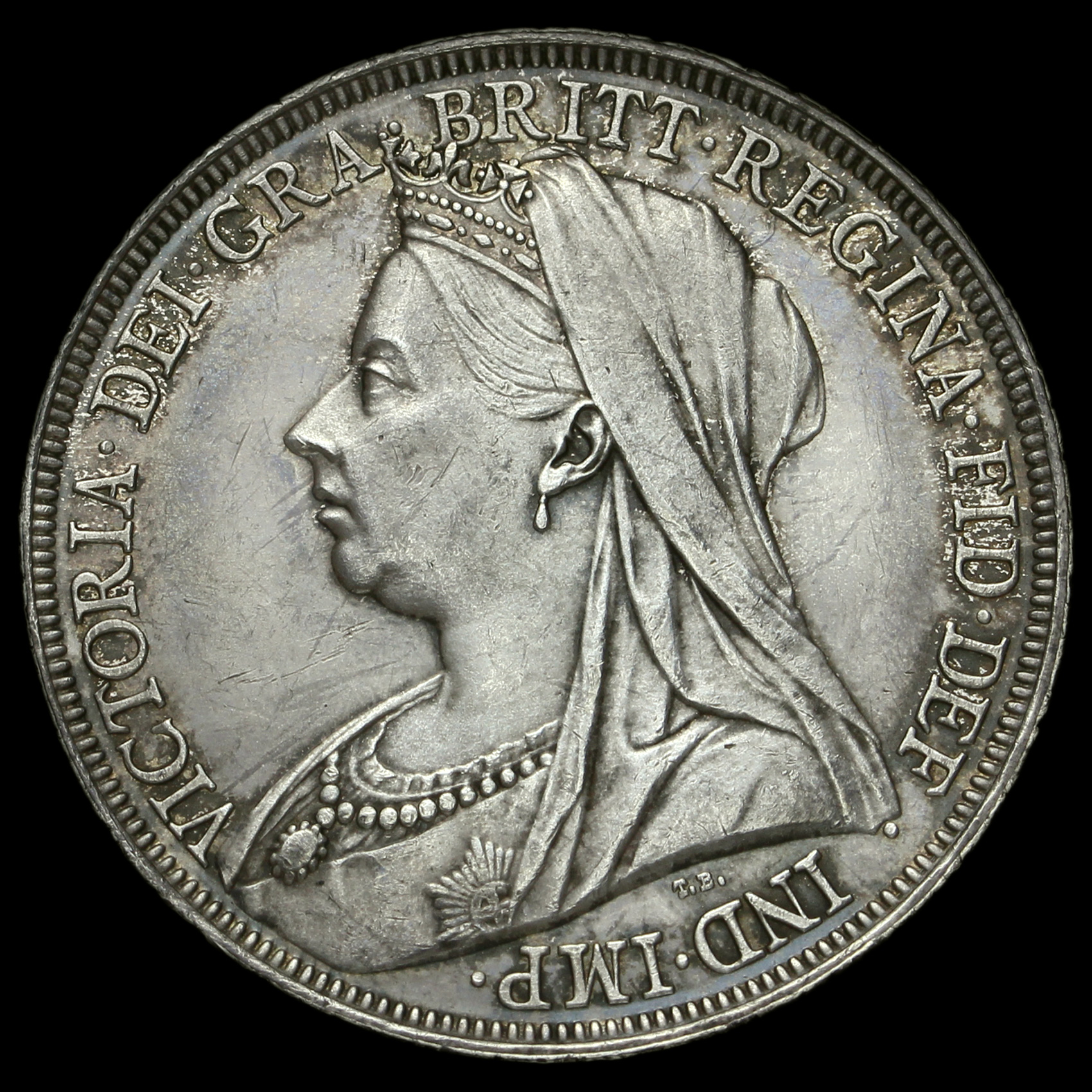 1895 Queen Victoria Veiled Head Silver LIX Crown, G/EF