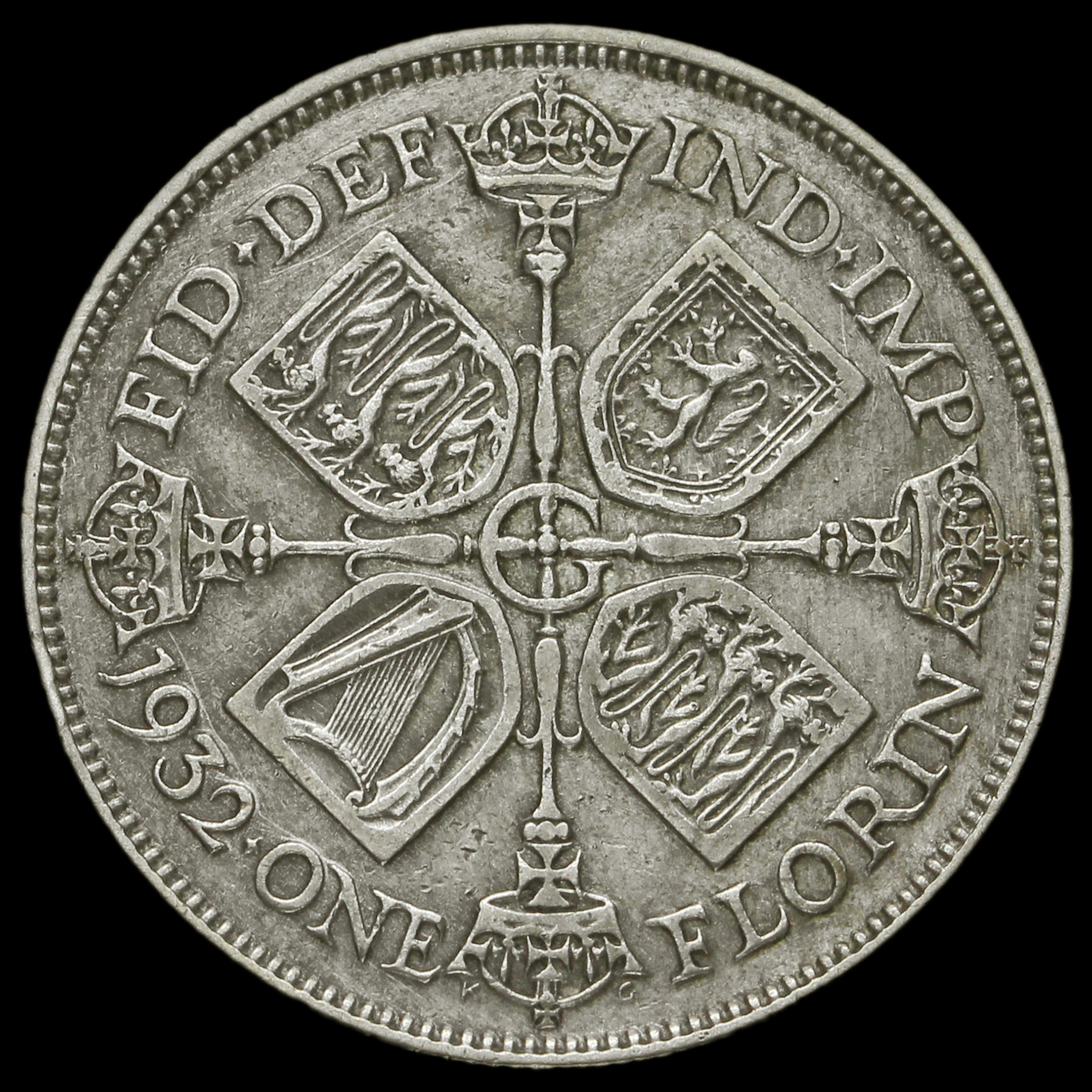 1932 George V Silver Florin, Rare, Fine #2