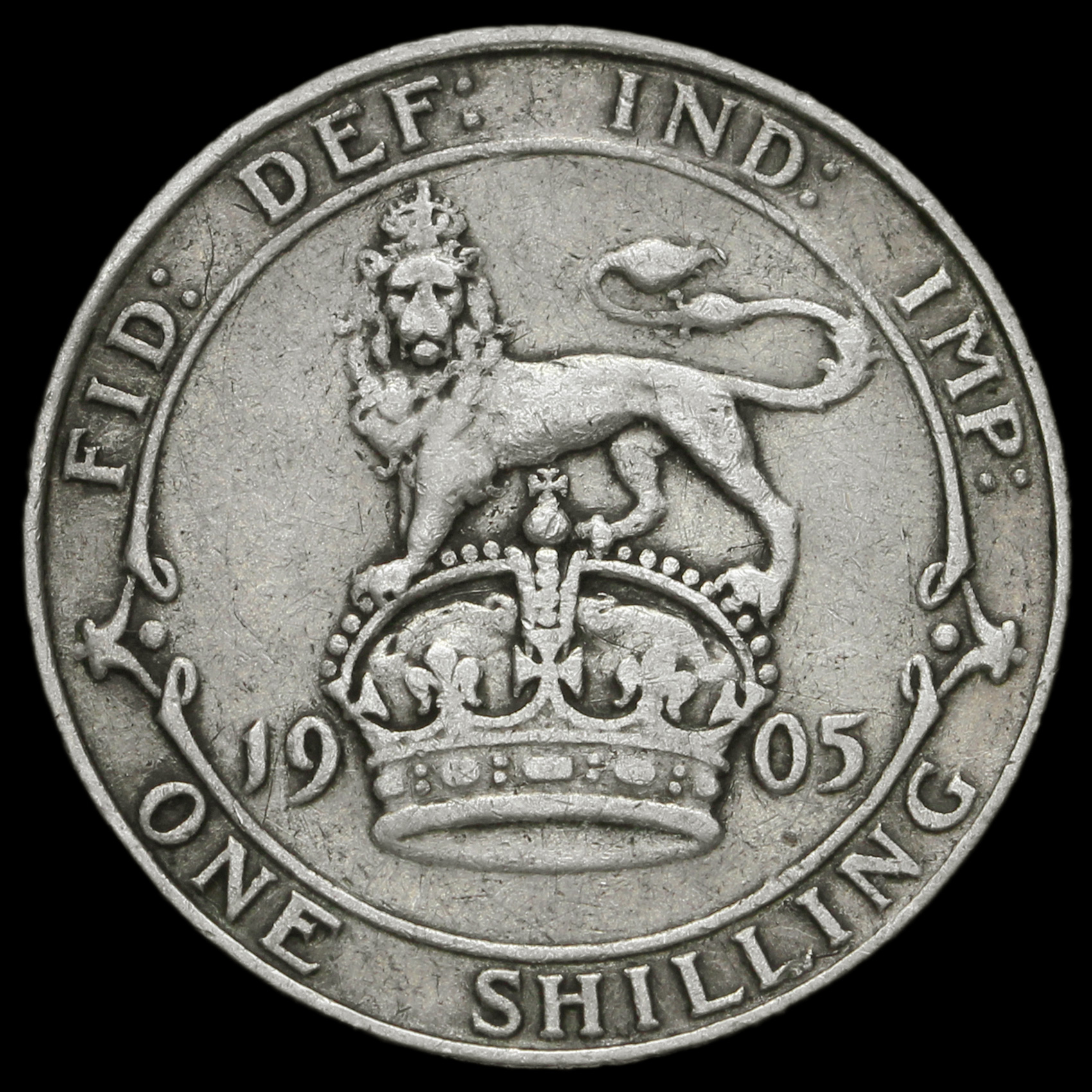 1905 Edward VII Silver Shilling, Very Rare (R2), GF / AVF