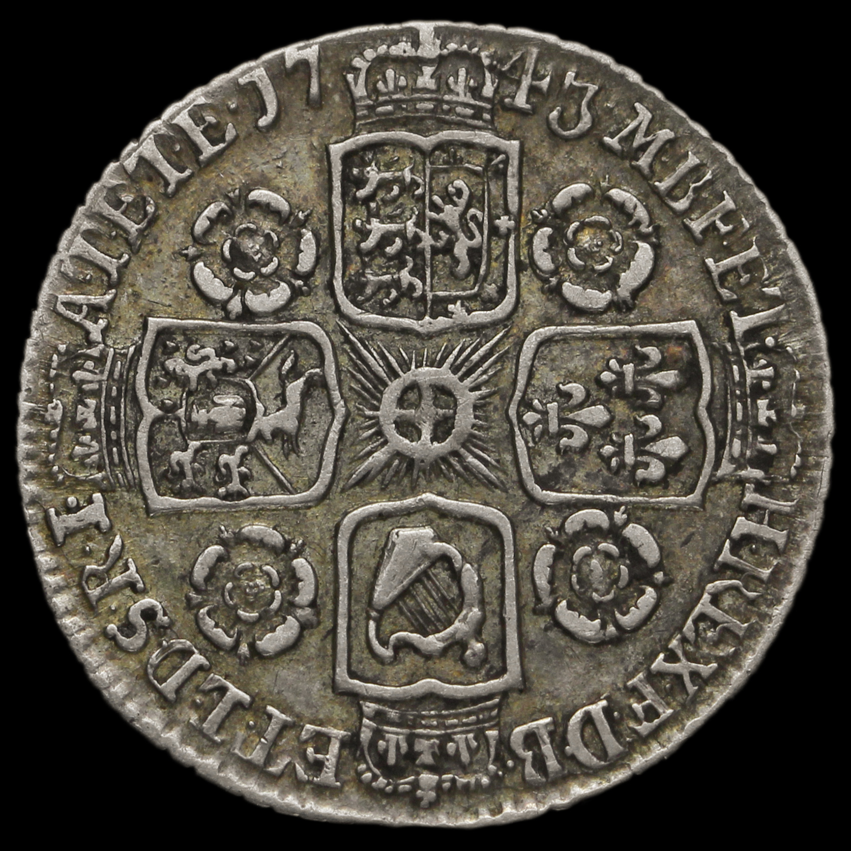 1743 George II Early Milled Silver Sixpence