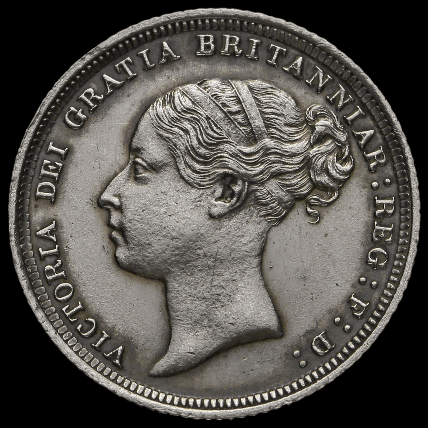 1887 Queen Victoria Young Head Silver Sixpence, A/UNC