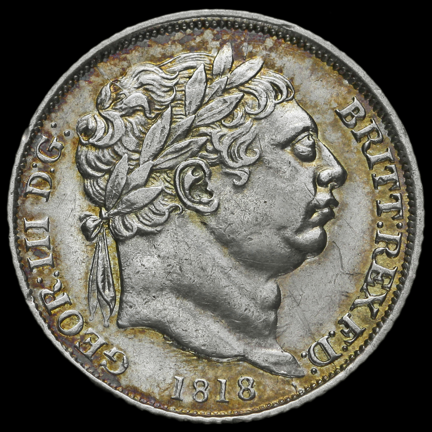 1818 George III Milled Silver Sixpence, Scarce, AEF / EF