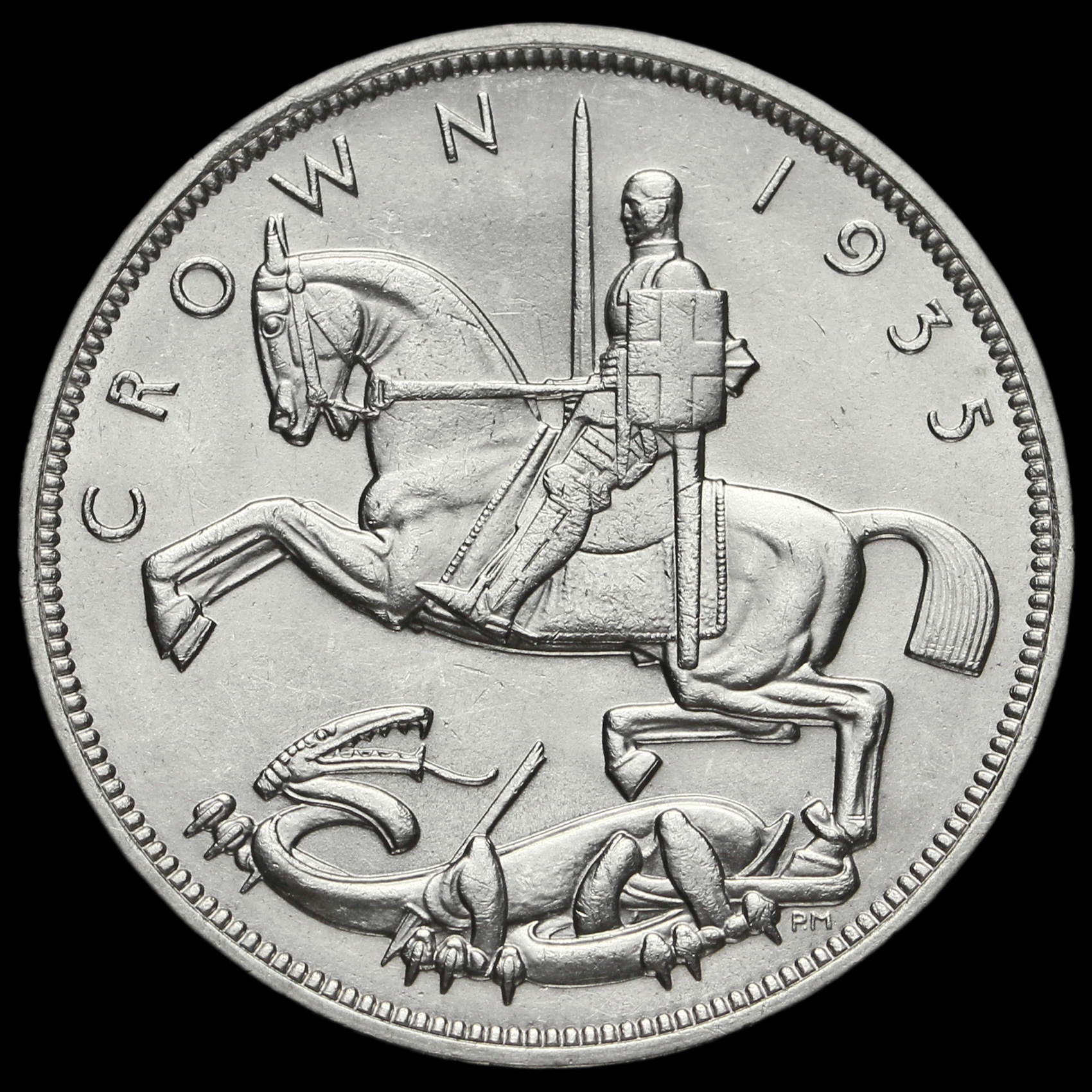 1935 King George V Rocking Horse Silver Jubilee Crown, A/UNC