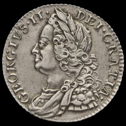 1750 George II Early Milled Silver Shilling, Wide 0, Scarce, A/EF