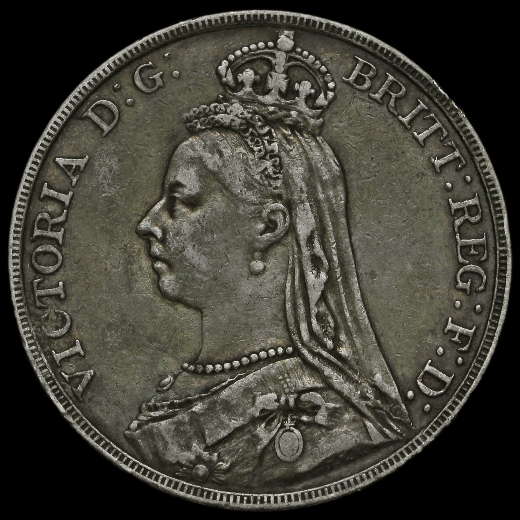 1892 Queen Victoria Jubilee Head Silver Crown, VF