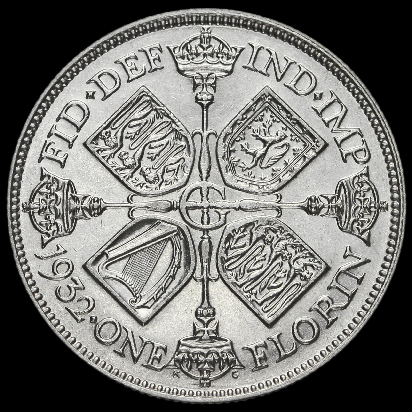 1932 George V Silver Florin, Rare, Near EF