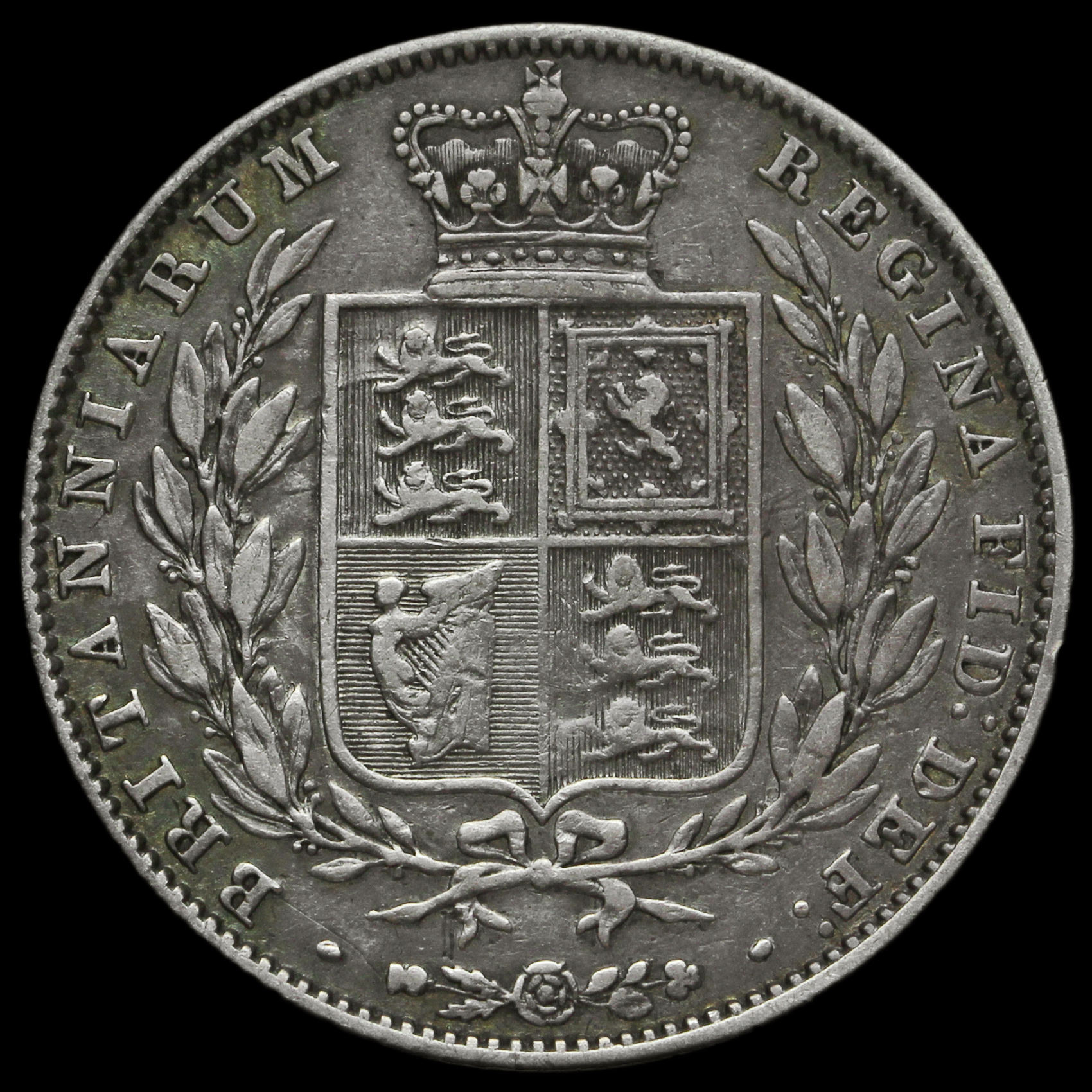 1850 Queen Victoria Young Head Silver Half Crown, Scarce, VF