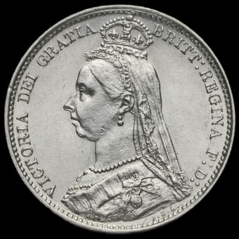 1888 Queen Victoria Jubilee Head Silver Sixpence, Near EF