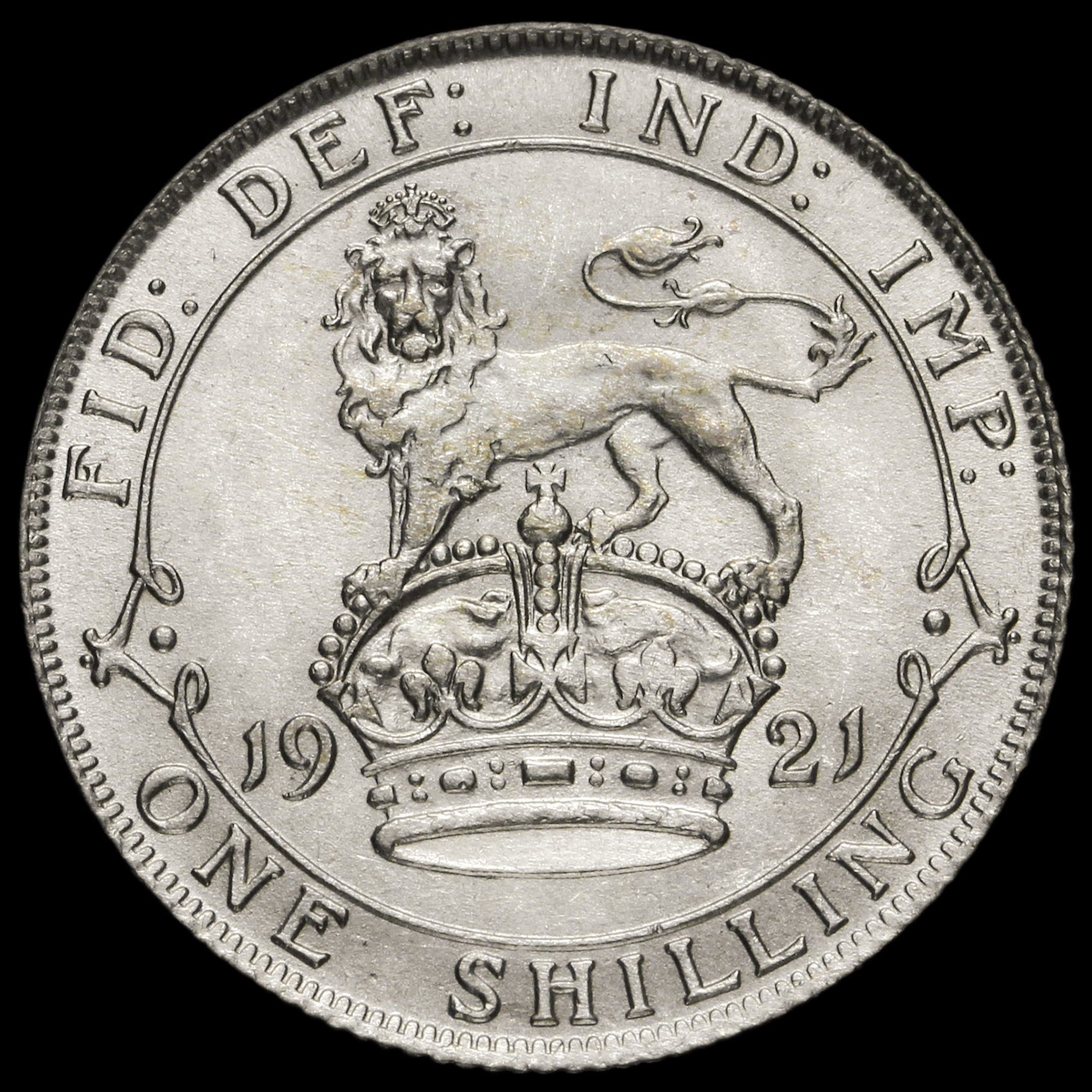 1921 George V Silver Shilling, Scarce, Near EF