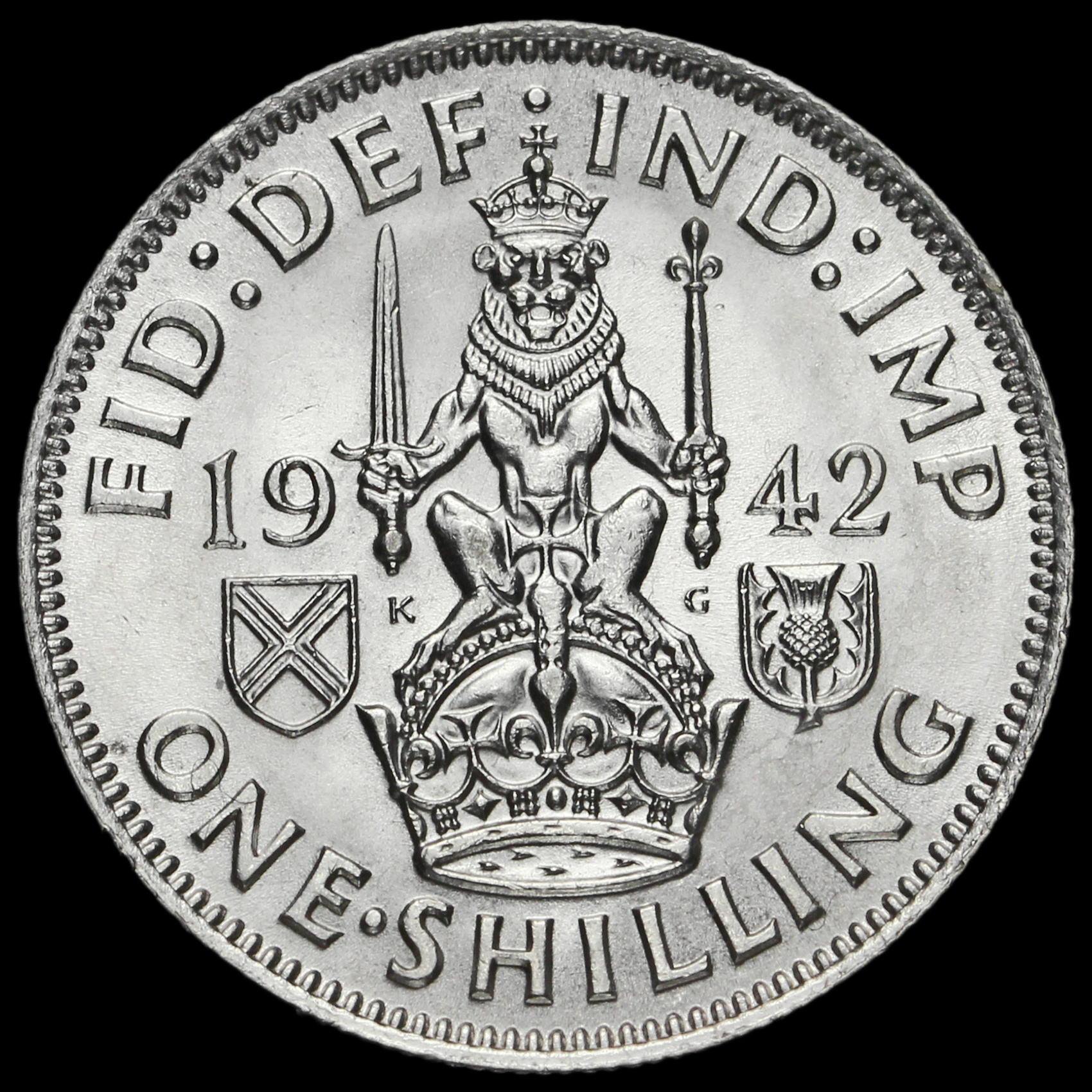 1942 George VI Silver Scottish Shilling, A/UNC