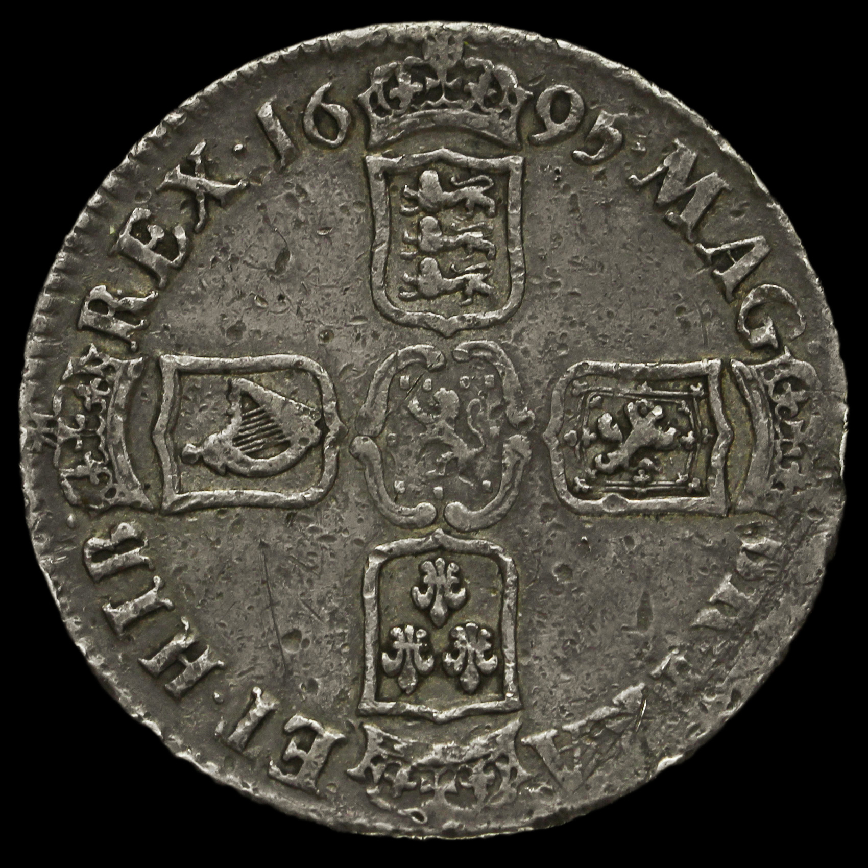 1695 William III Early Milled Silver Septimo Crown