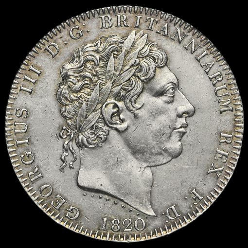 1820 George III Milled Silver LX Crown, G/EF