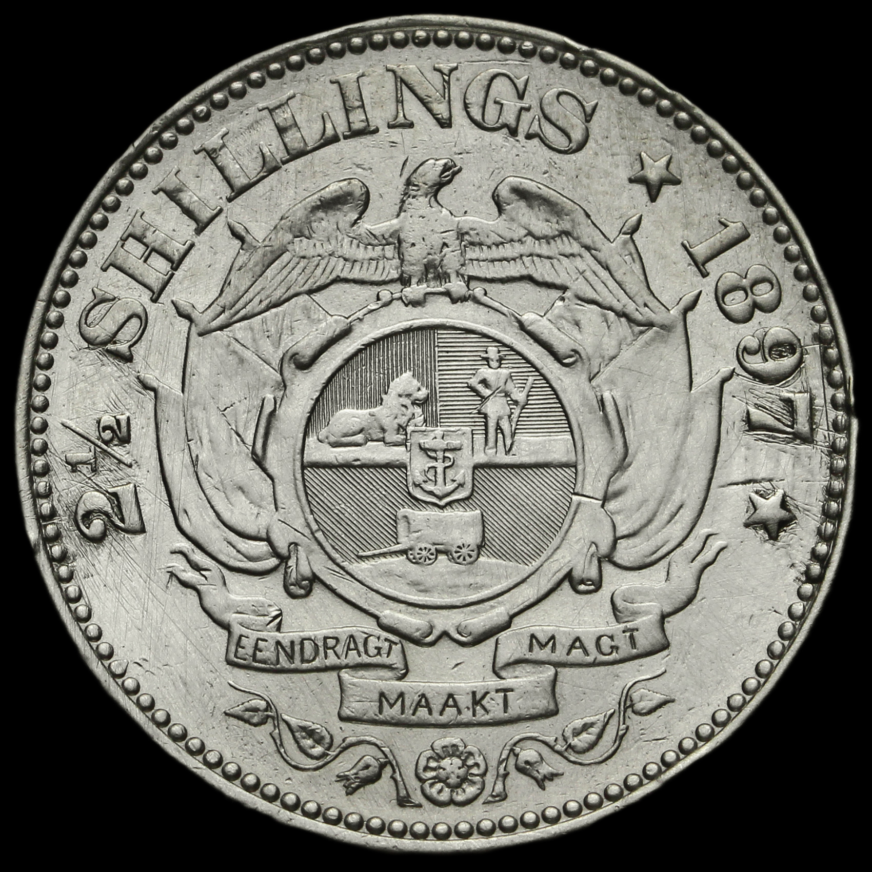 South Africa 1897 Silver 2 1/2 Shillings