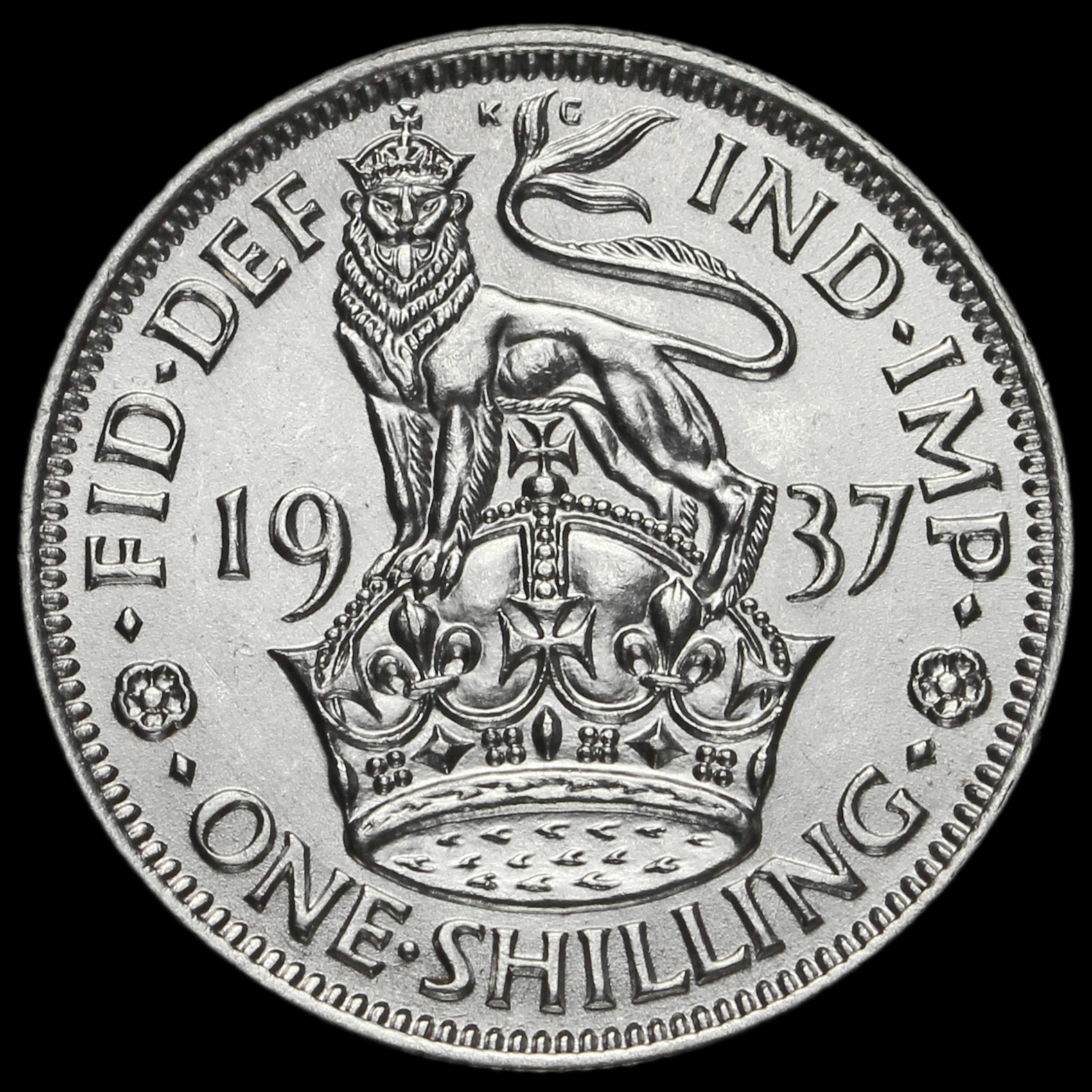 1937 George VI Silver English Shilling, G/EF