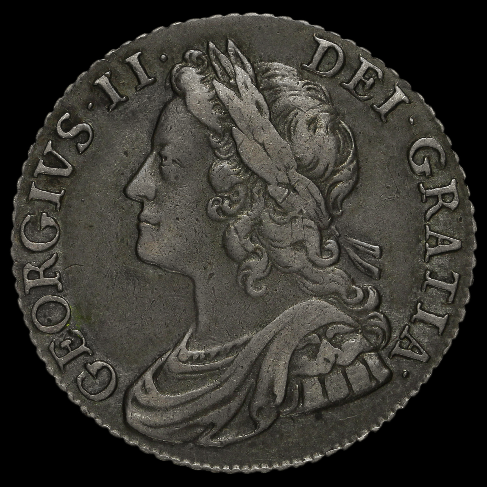 1741 George II Early Milled Silver Shilling