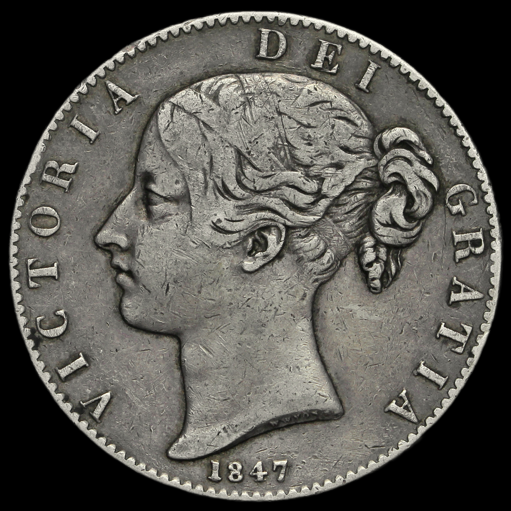 1847 Queen Victoria Young Head Silver XI Crown