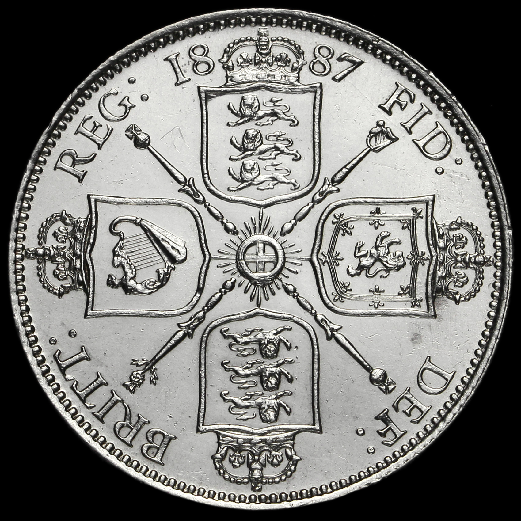 1887 Queen Victoria Jubilee Head Silver Florin, A/UNC