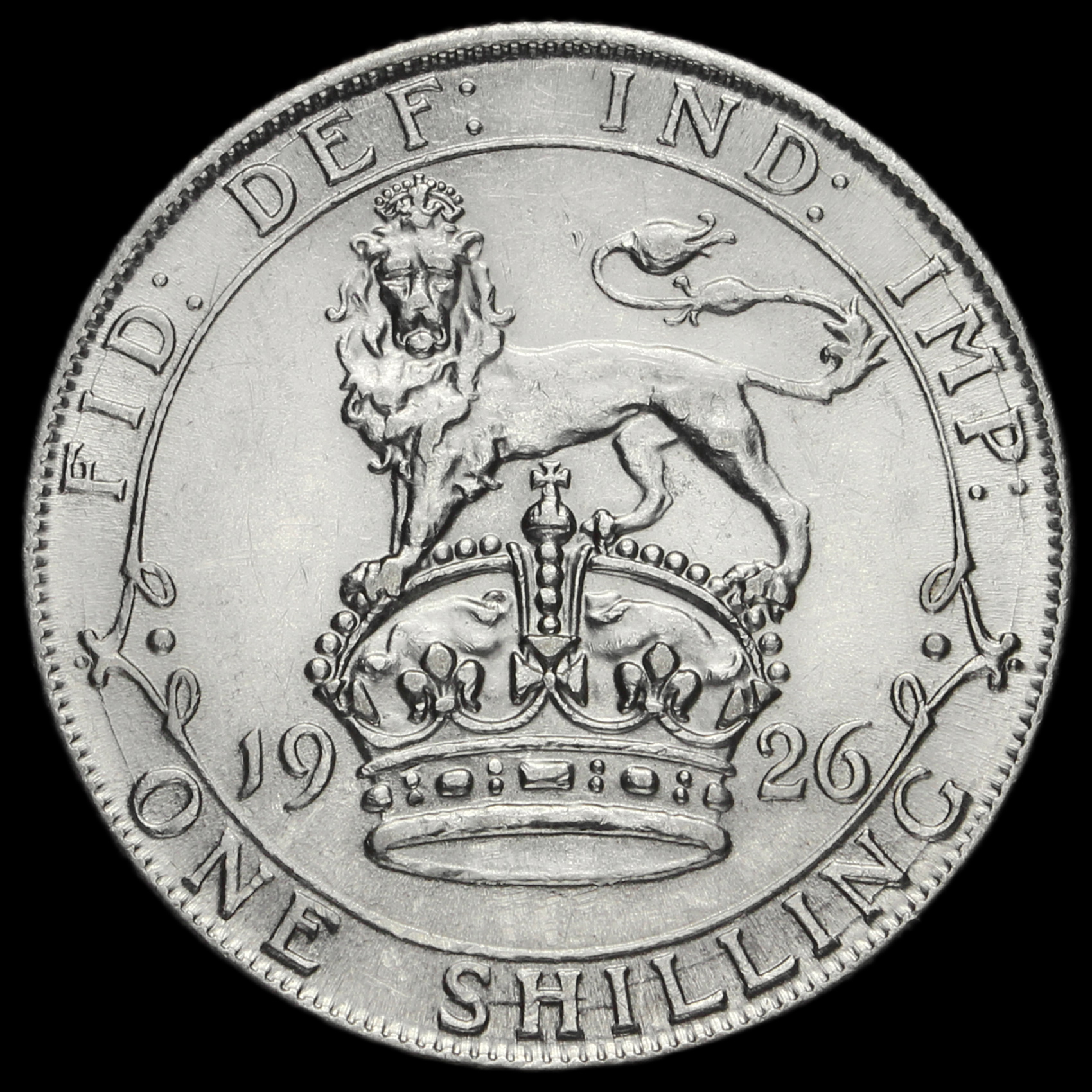 1926 George V Silver Shilling, Third Coinage, Scarce, EF
