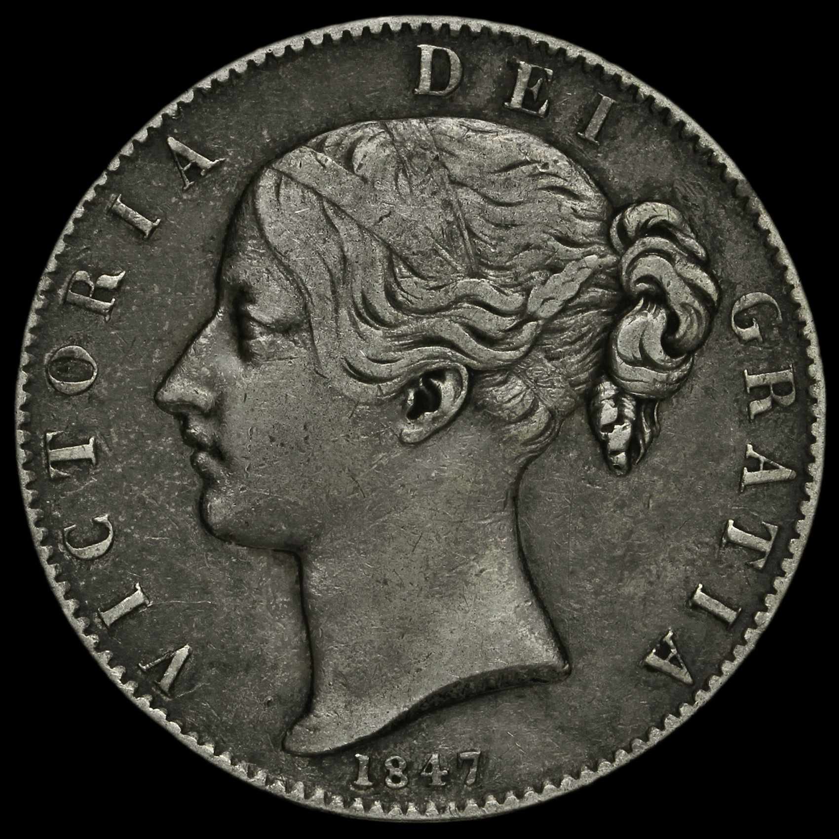 1847 Queen Victoria Young Head Silver XI Crown