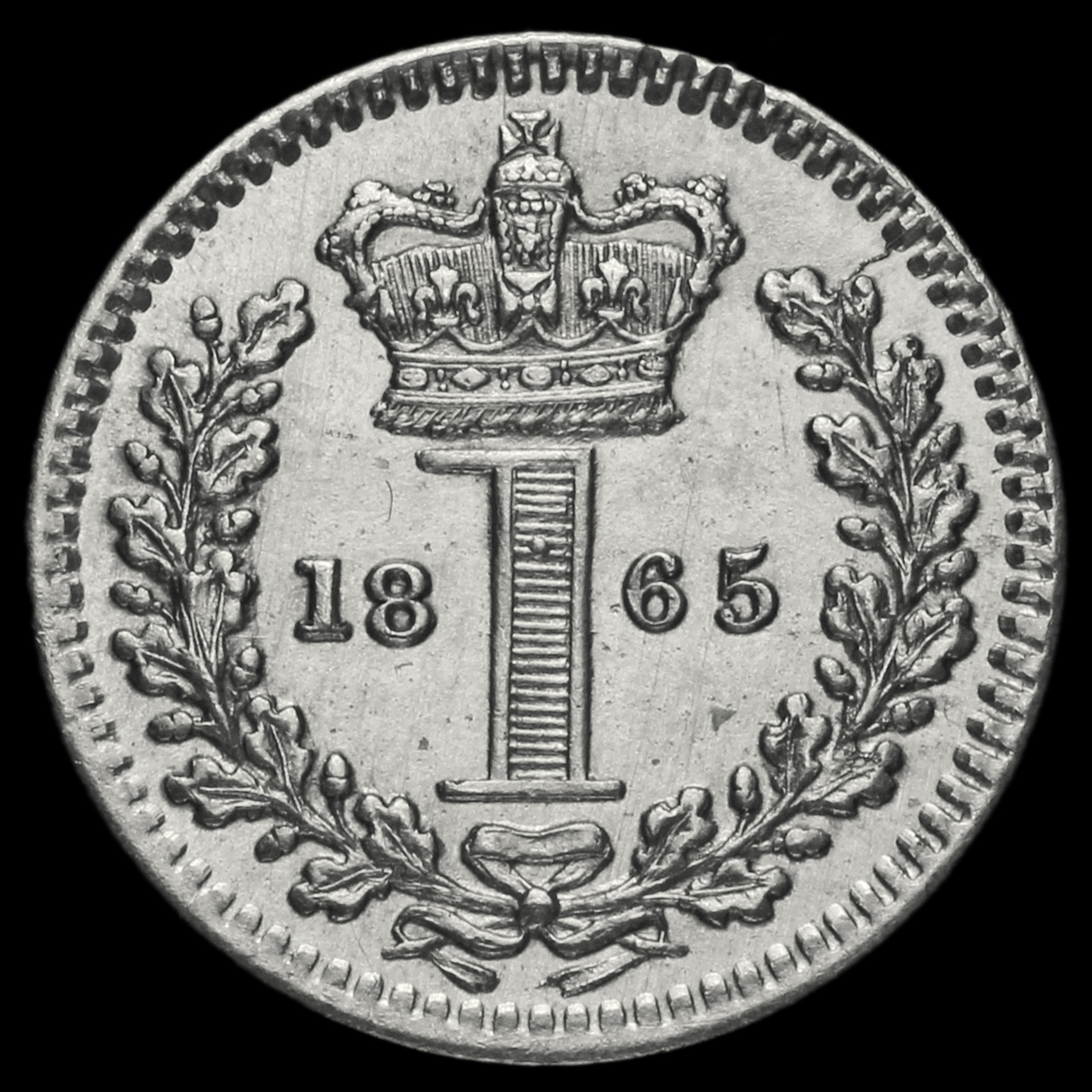 1865 Queen Victoria Young Head Silver Maundy Penny