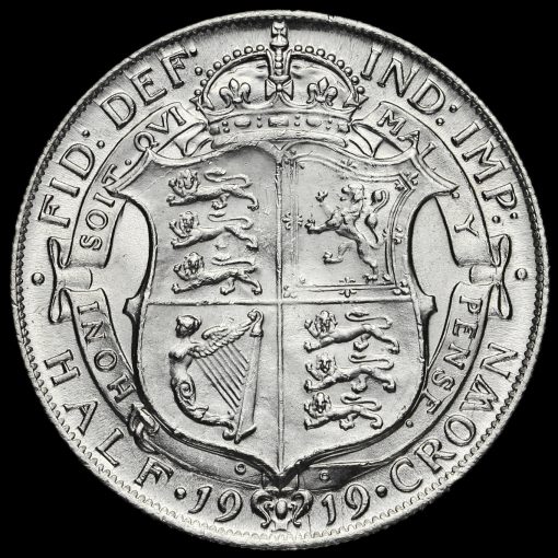 1919 George V Silver Half Crown, Scarce, UNC