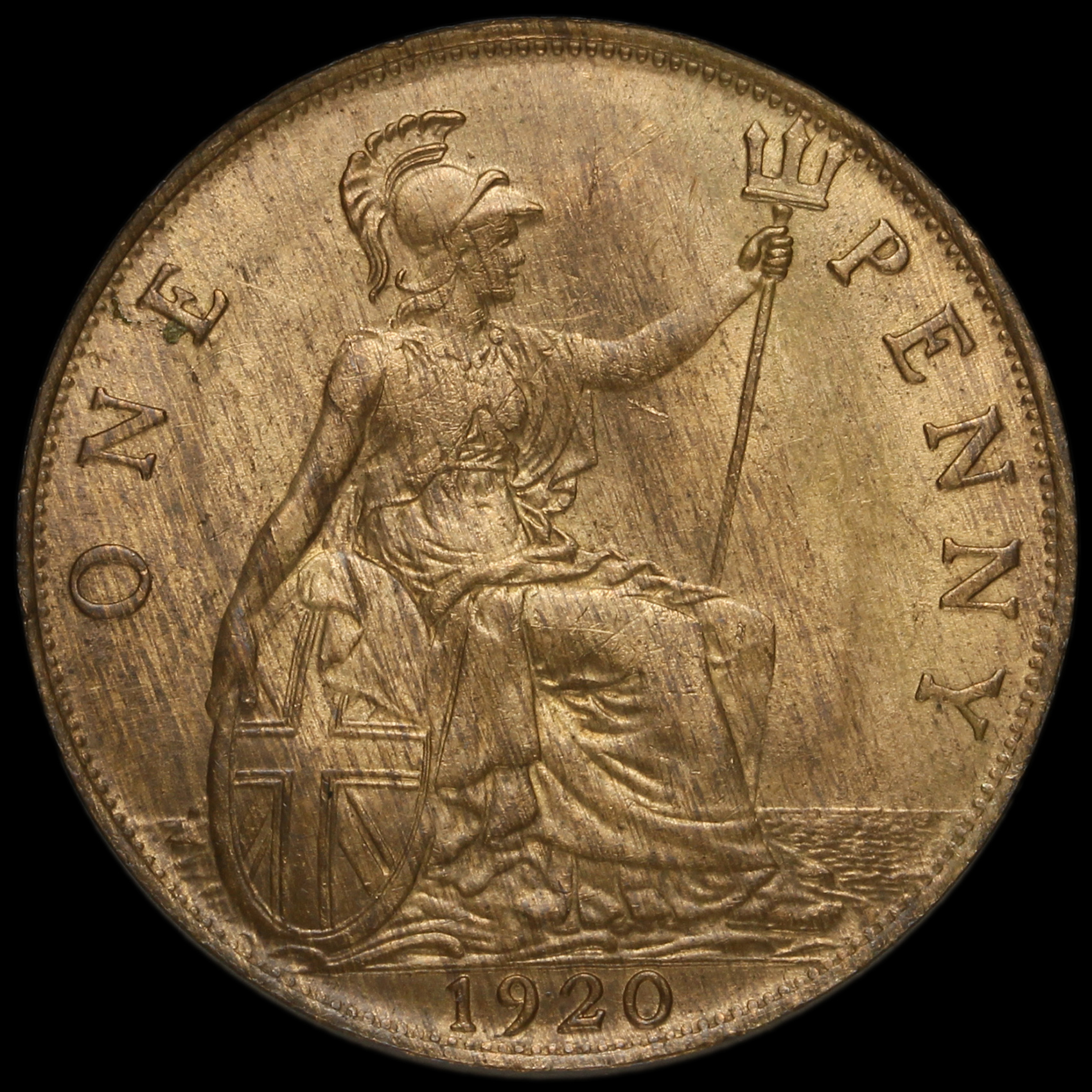 1920 George V Penny, A/UNC