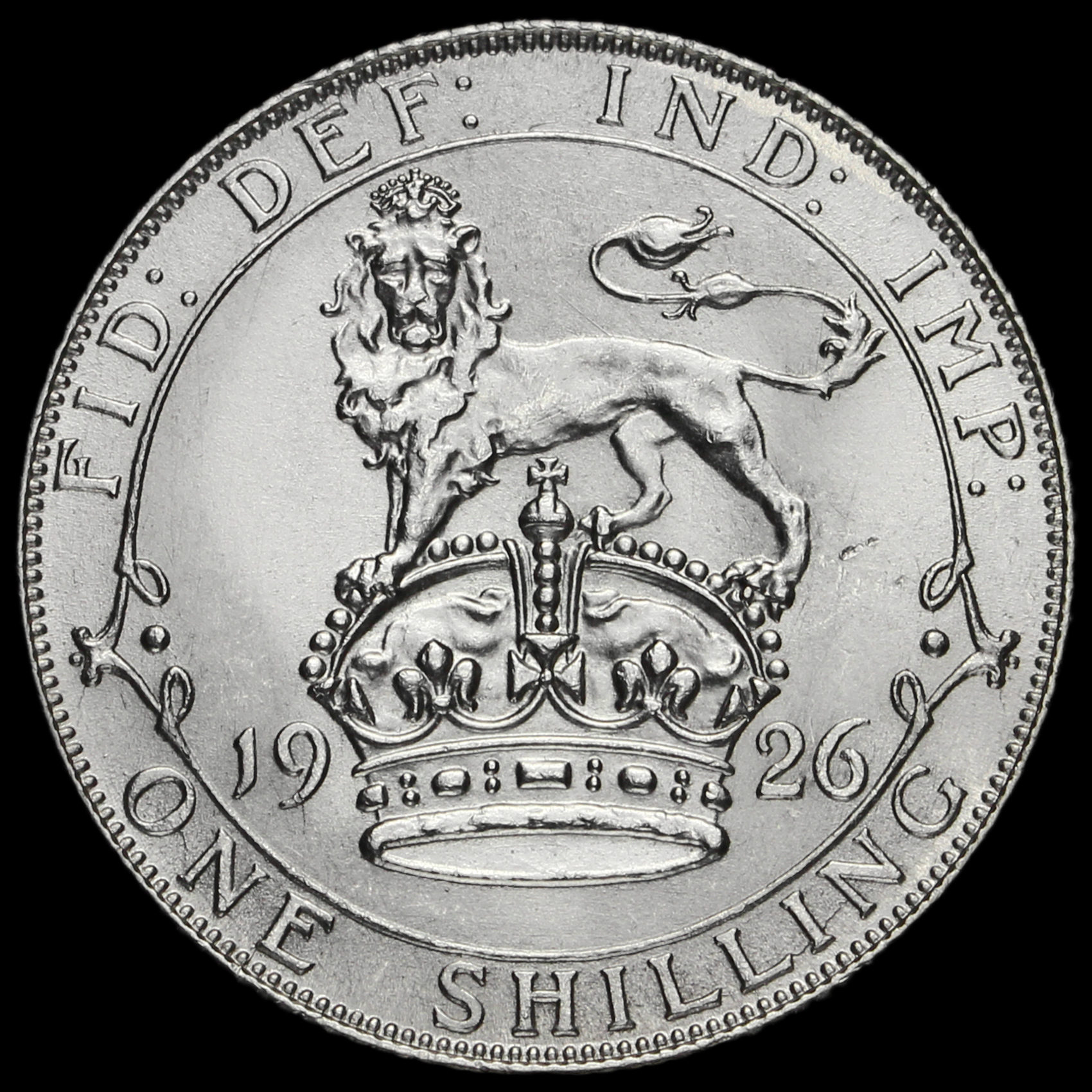 1926 George V Silver Shilling, Second Coinage, Scarce, BU