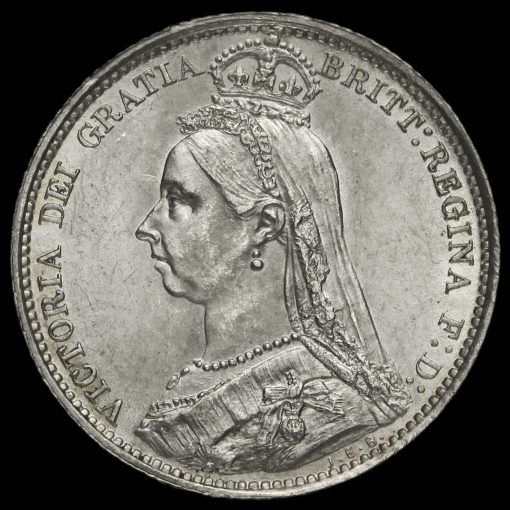 1888 Queen Victoria Jubilee Head Silver Sixpence, A/UNC #2
