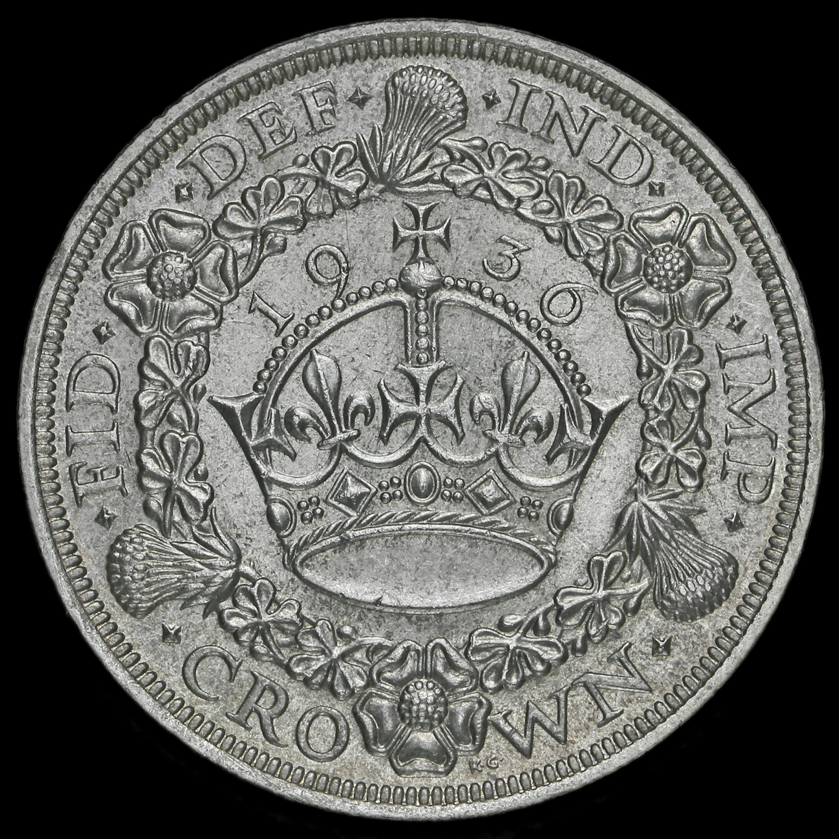 1936 George V Silver Wreath Crown, Rare, EF