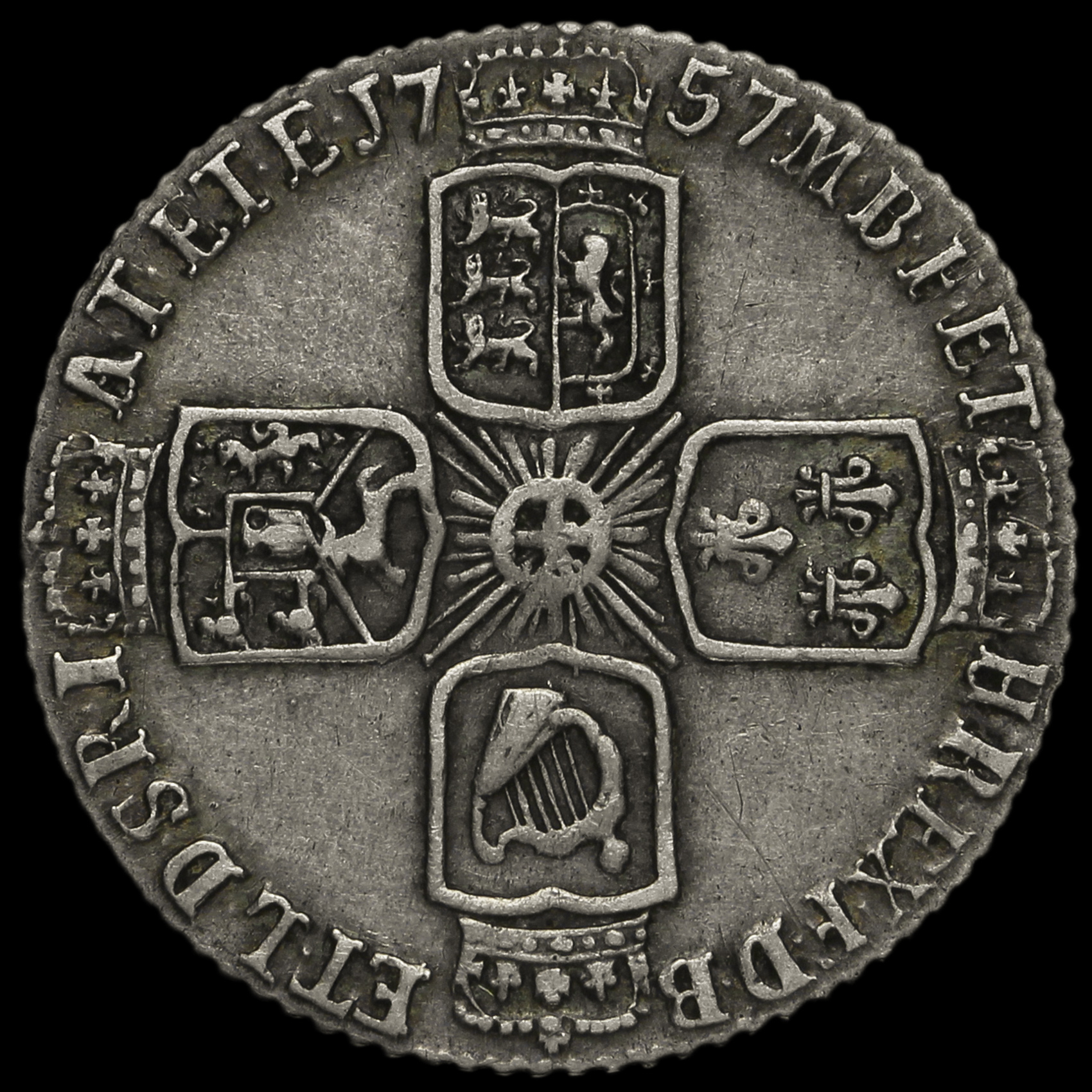 1757 George II Early Milled Silver Sixpence, GVF