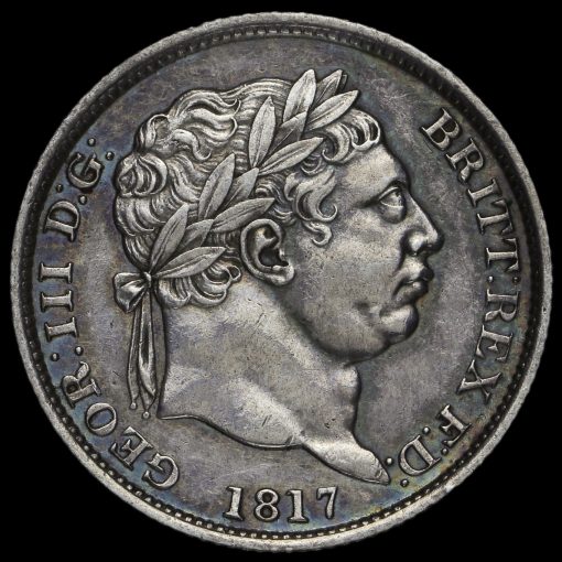 1817 George III Milled Silver Shilling, G/EF