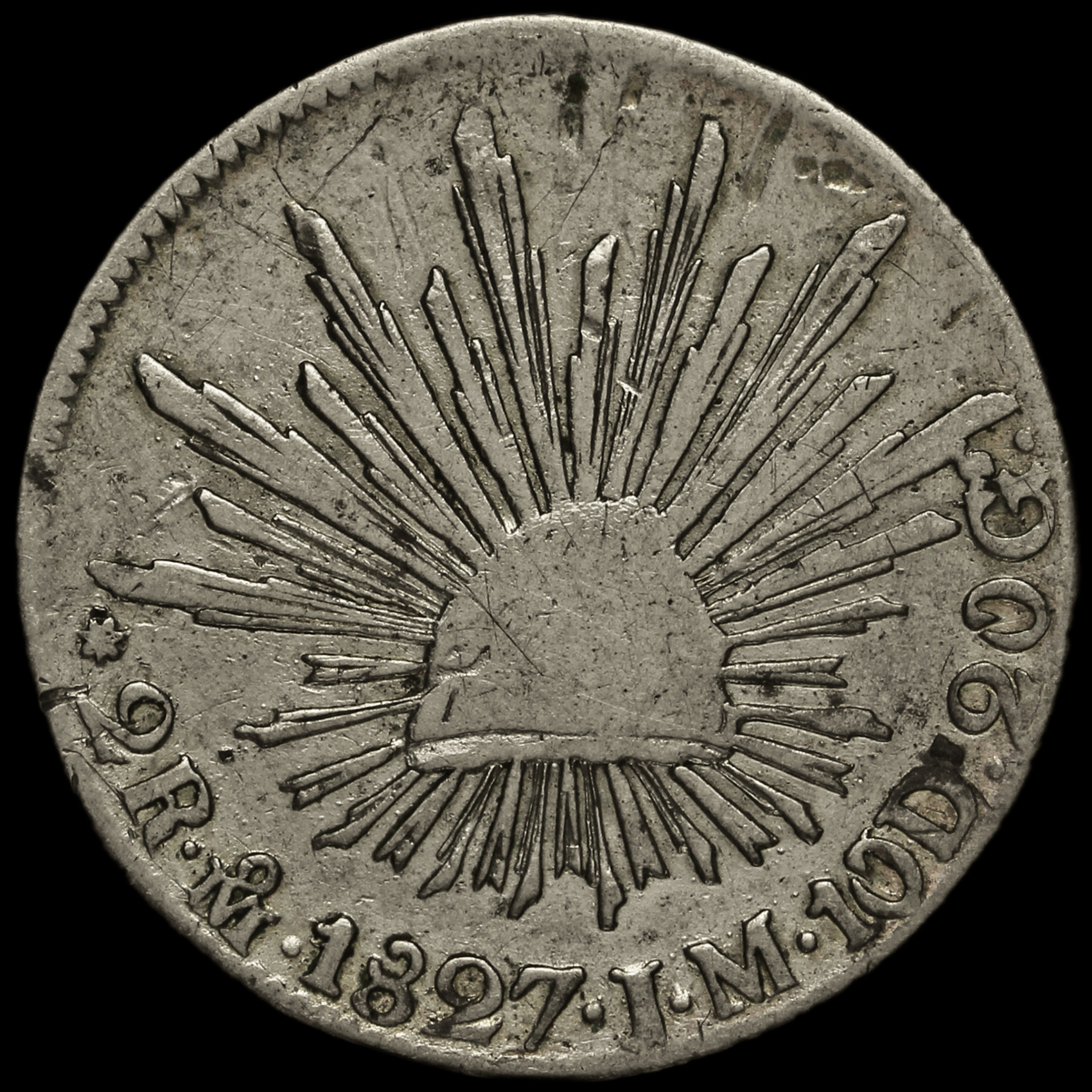 Mexico 1827 Silver 2 Reales Coin
