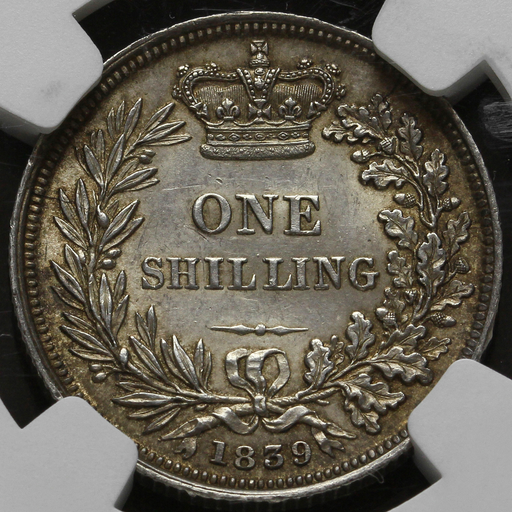1839 Queen Victoria Young Head Silver Shilling, MS 62