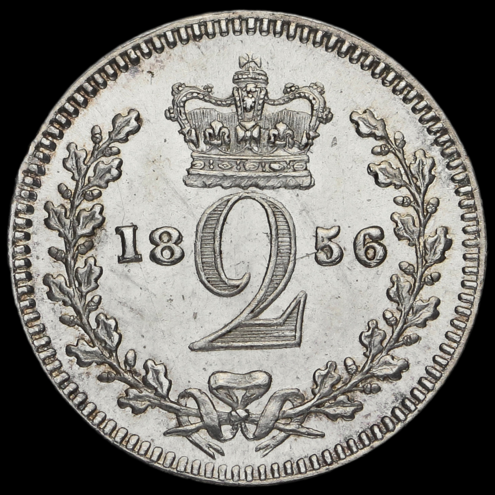 1856 Queen Victoria Young Head Silver Maundy Twopence