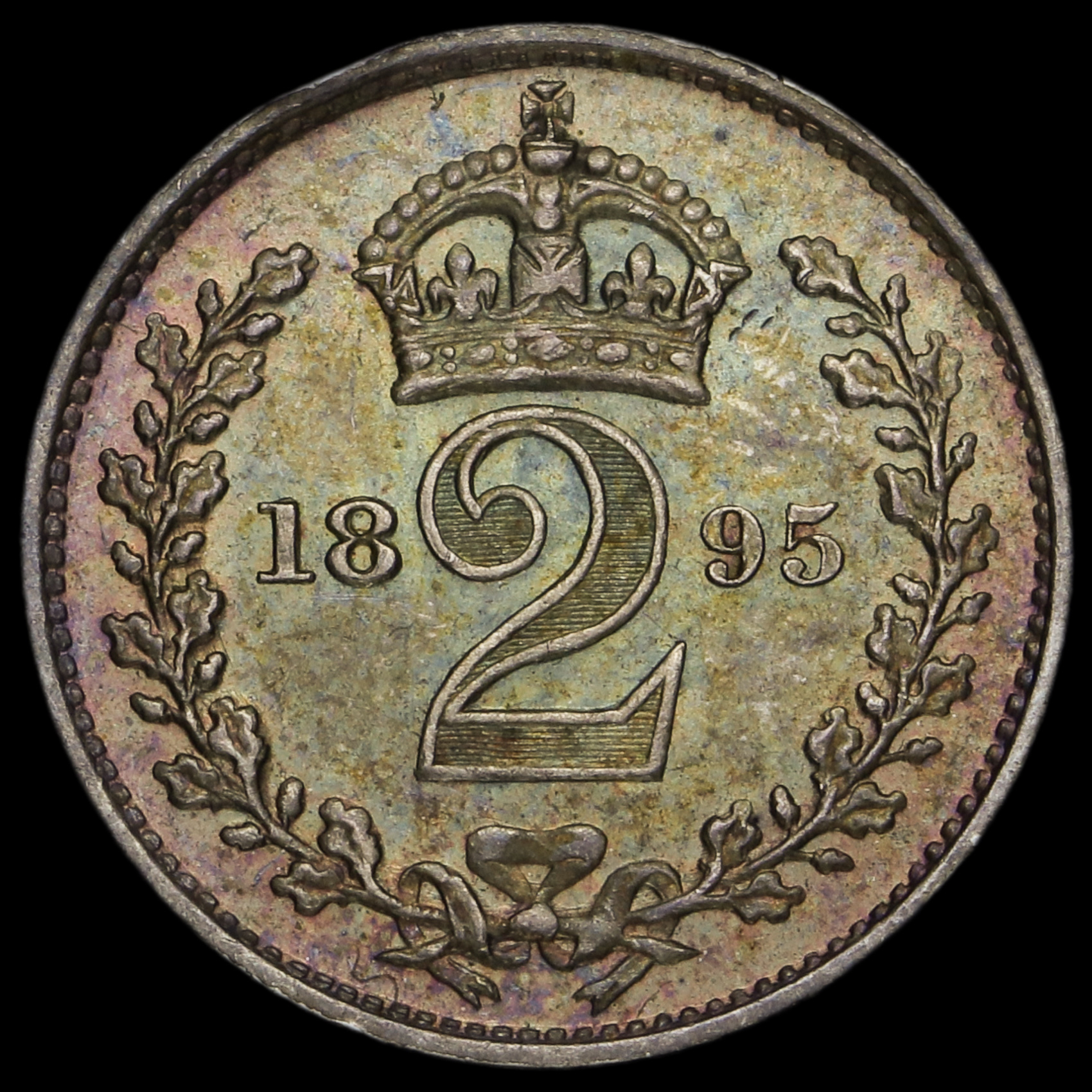1895 Queen Victoria Veiled Head Silver Maundy Twopence