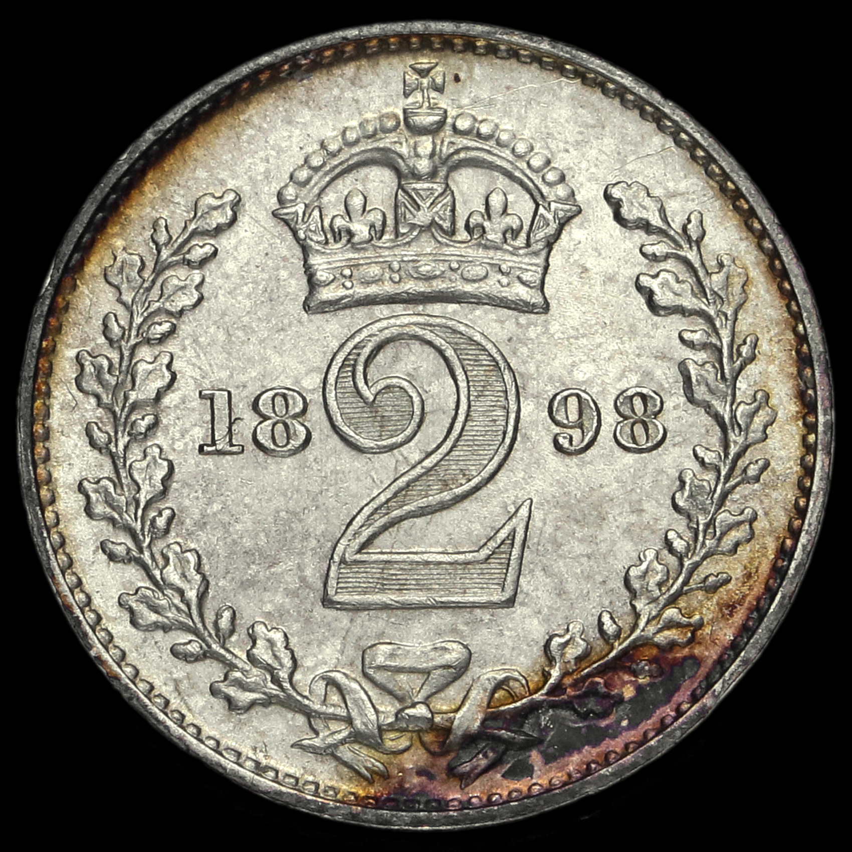 1898 Queen Victoria Veiled Head Silver Maundy Twopence
