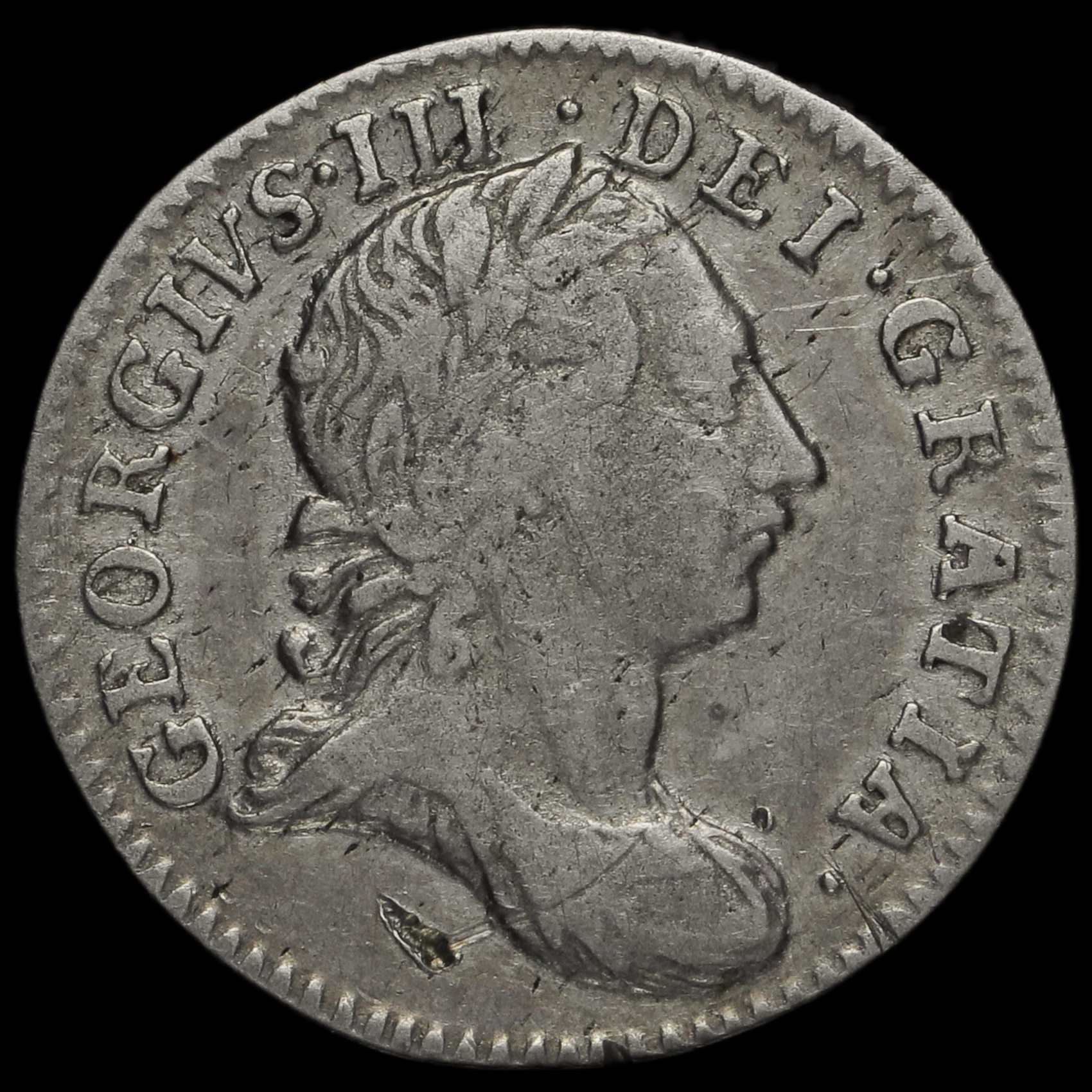 1762 George III Early Milled Silver Threepence, GF