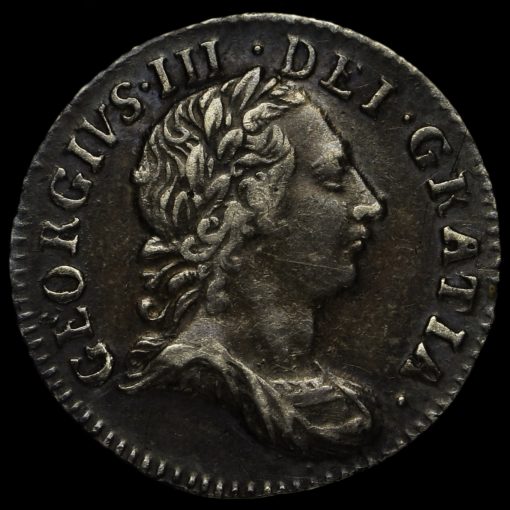 1762 George III Early Milled Silver Threepence, Near EF