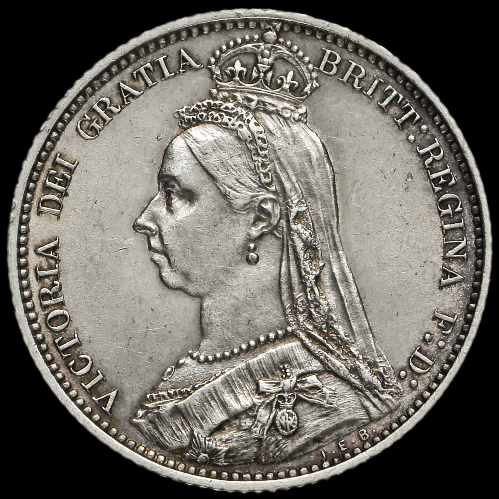 1888 Queen Victoria Jubilee Head Silver Sixpence, G/EF