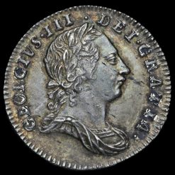 1762 George III Early Milled Silver Threepence, EF #2