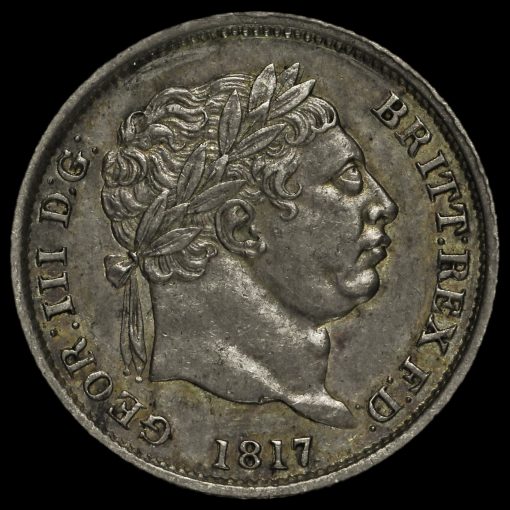 1817 George III Milled Silver Shilling, EF