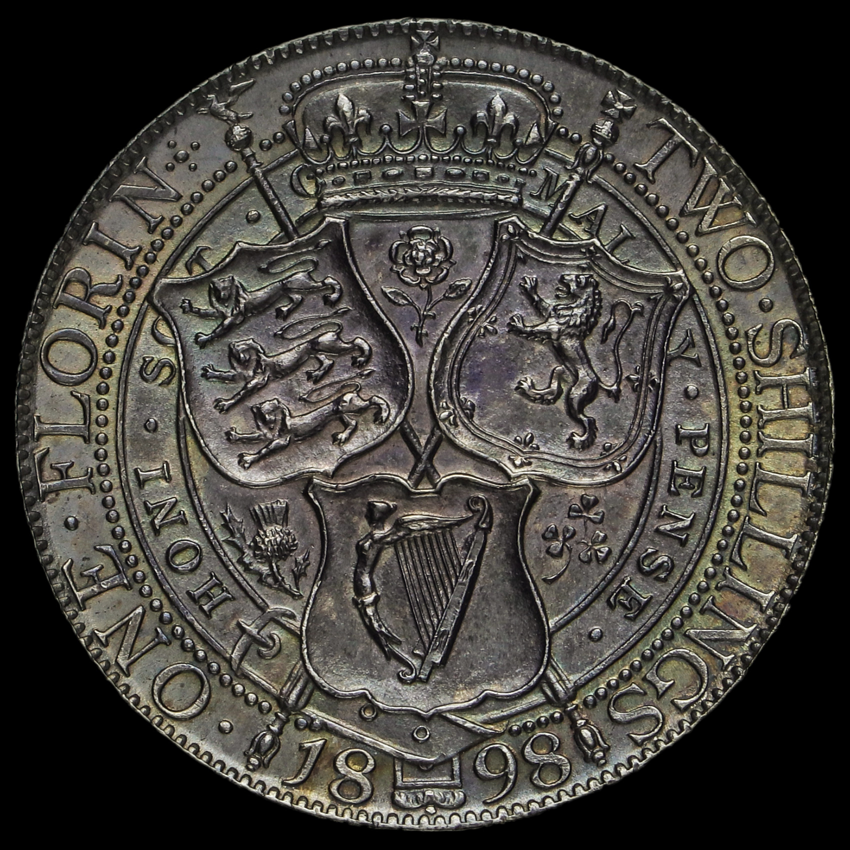 1898 Queen Victoria Veiled Head Silver Florin, Scarce