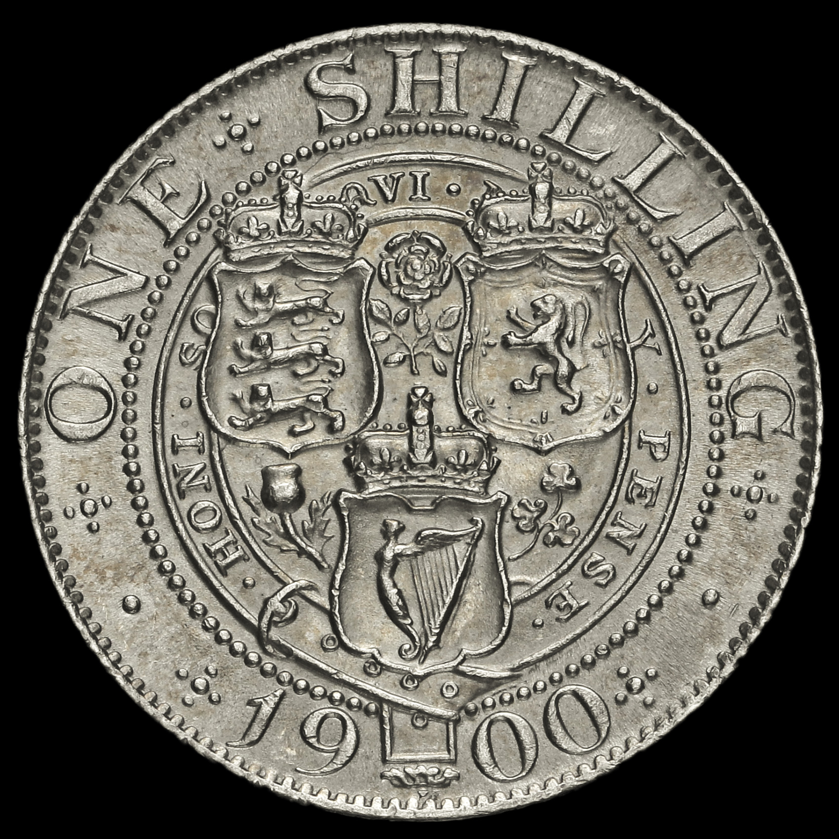 1900 Queen Victoria Veiled Head Silver Shilling, A/UNC