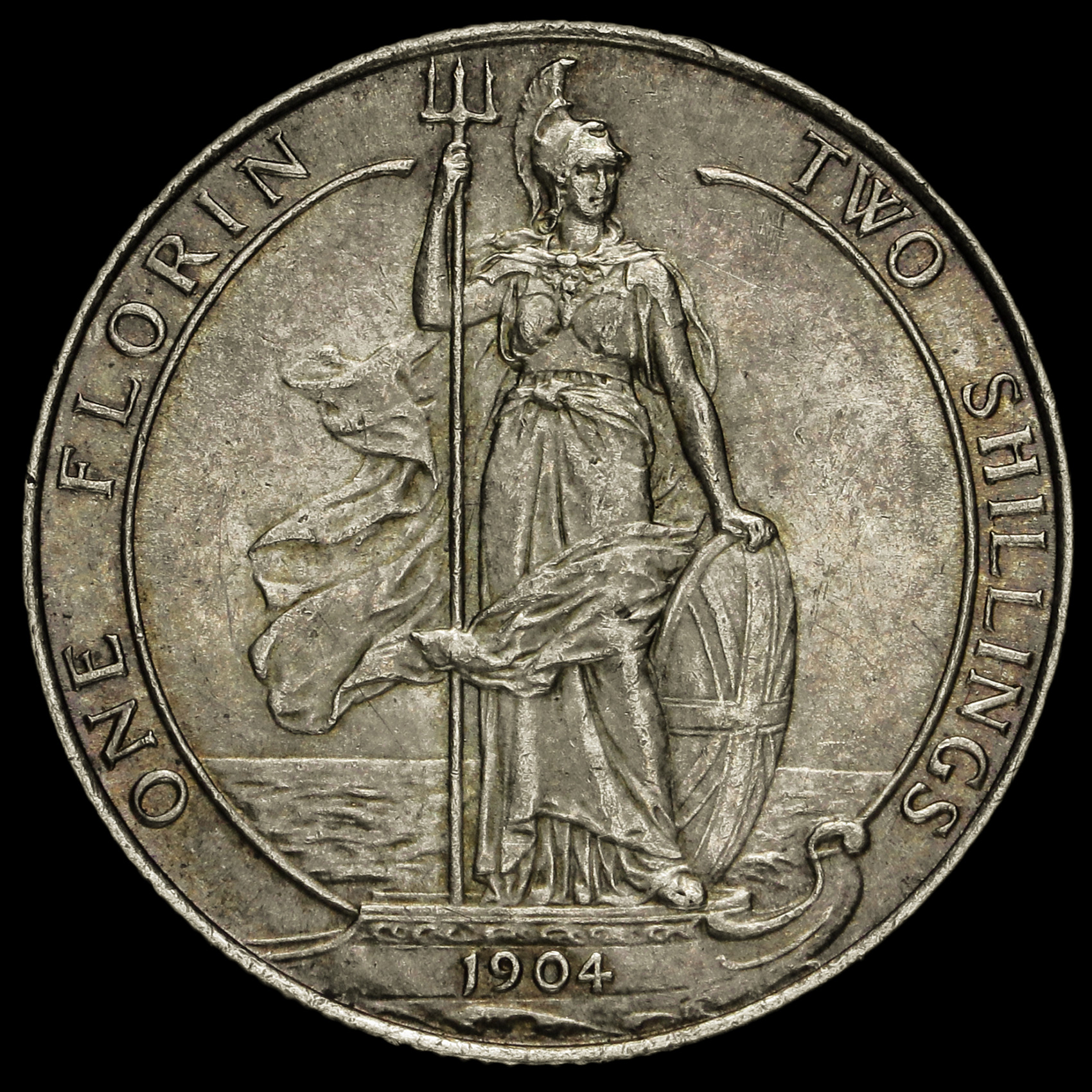 1904 Edward VII Silver Florin, Rare, A/UNC