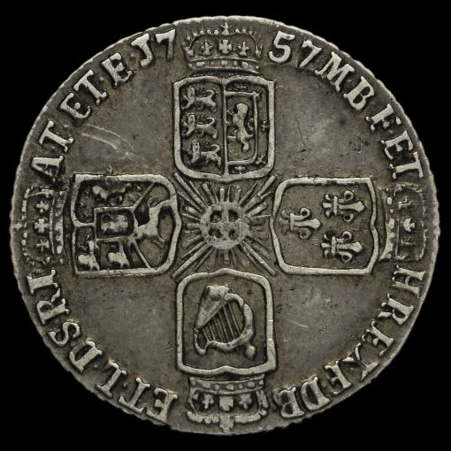 1757 George II Early Milled Silver Sixpence