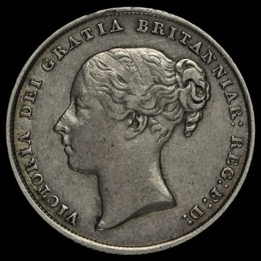 1842 Queen Victoria Young Head Silver Shilling, Scarce