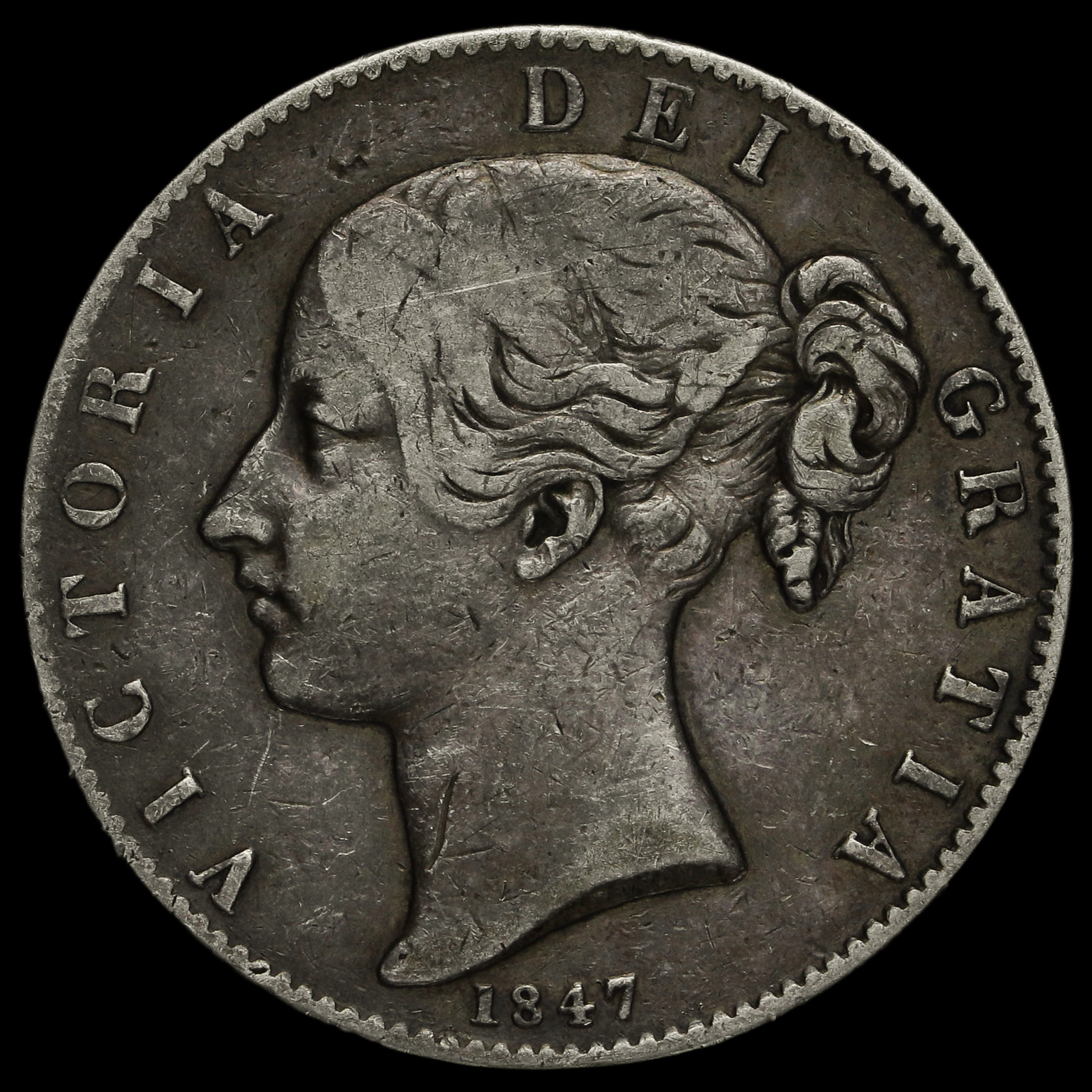 1847 Queen Victoria Young Head Silver XI Crown