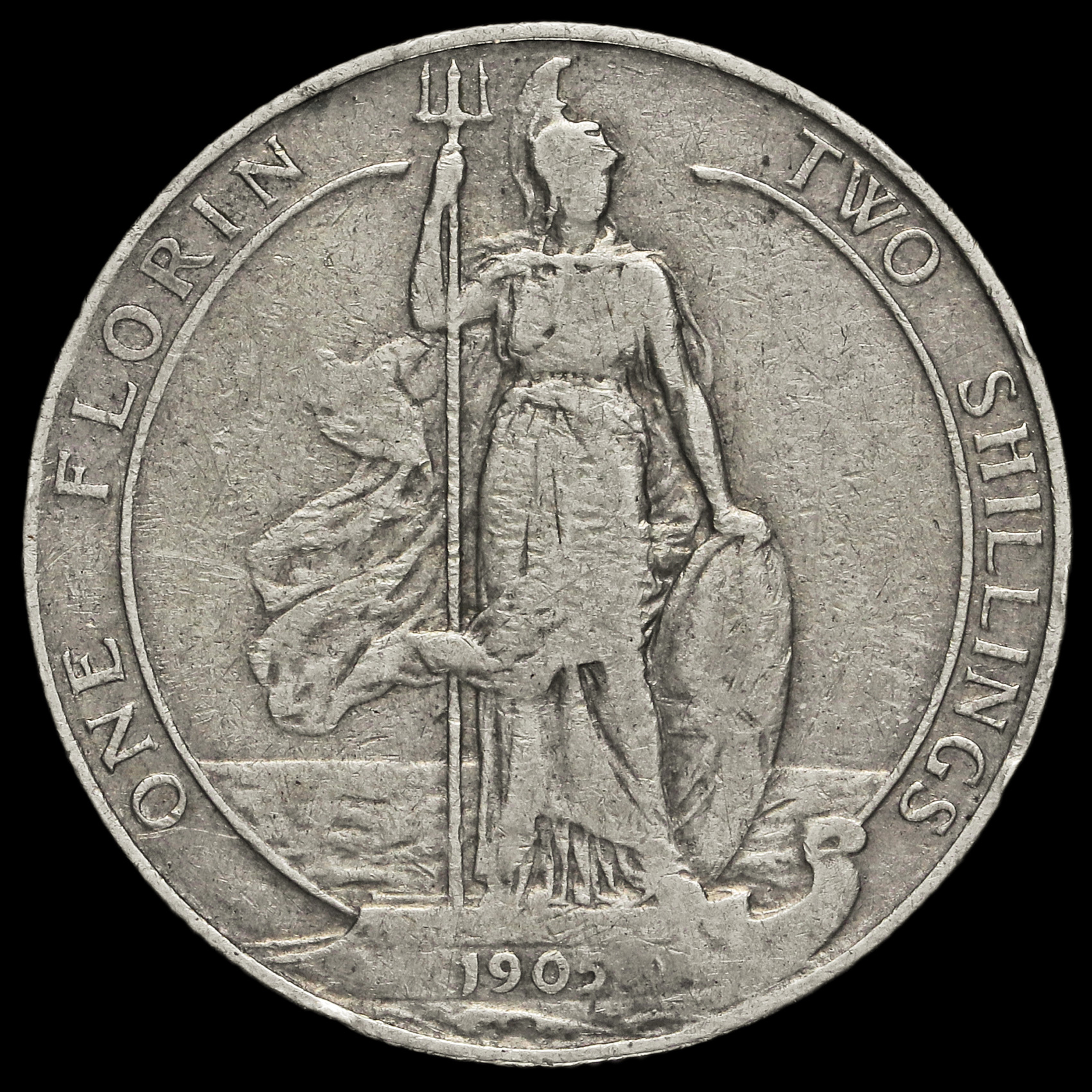 1905 Edward VII Silver Florin, Very Rare, Fine