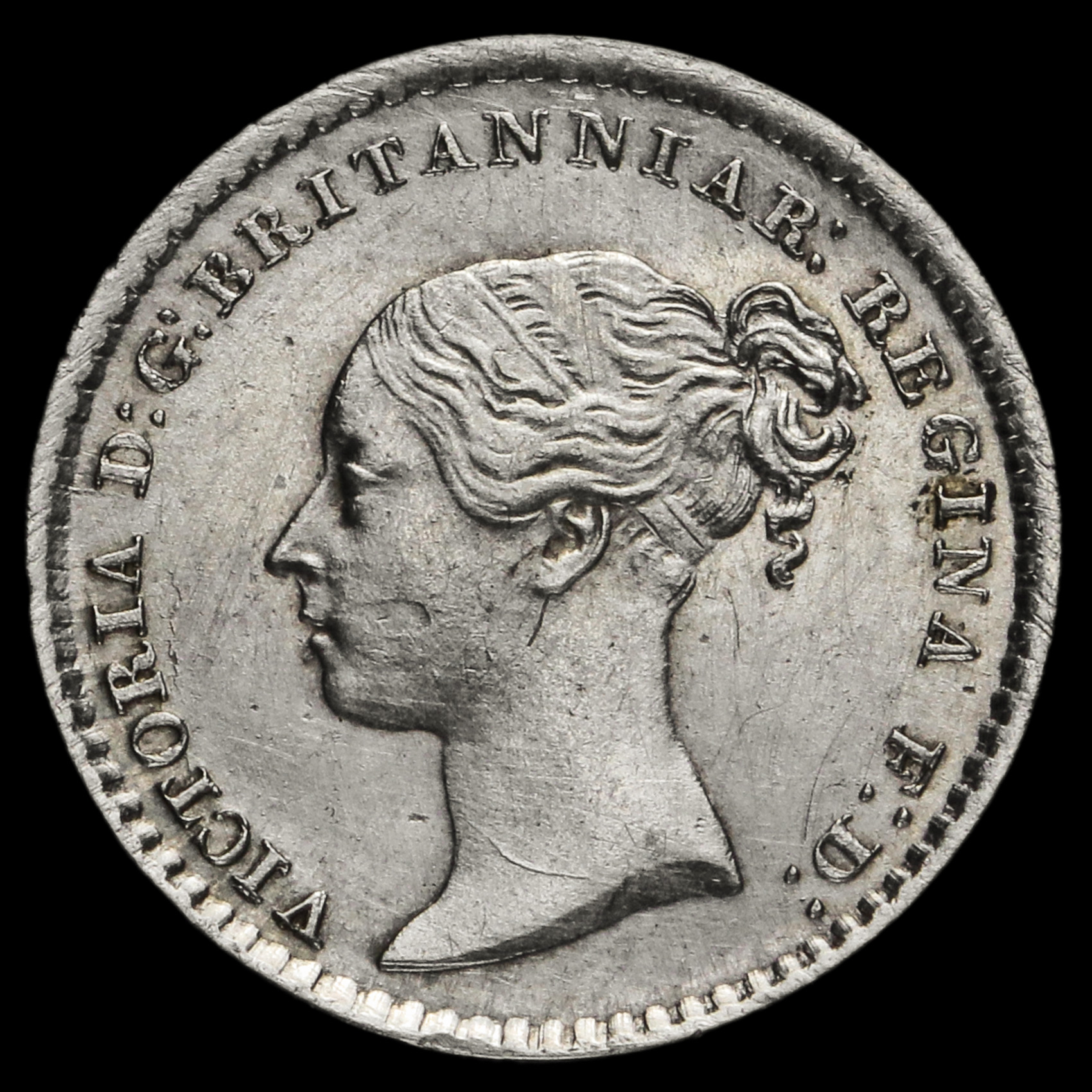1868 Queen Victoria Young Head Silver Maundy Penny, A/UNC